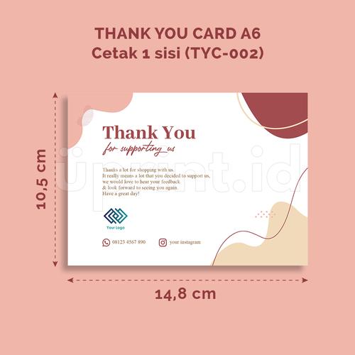 Jual Thank You Card | 1 Sisi | Ukuran A6 (15 x 10.5cm) | TYC-002 ...