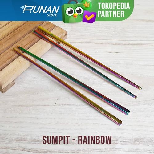 Jual Sumpit Stainless Rainbow Chopstick Stainless Hotel Cafe Korea 23cm ...
