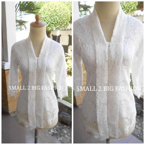 Jual kebaya putih brokat / kebaya brukat putih / kebaya wisuda modern ...