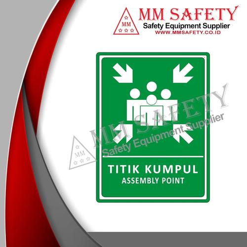 Jual safety sign 3m assembly point / asembly point / tanda titik tumpul ...