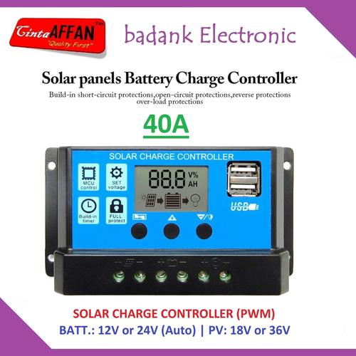 Jual [40A] PWM Solar Charge Controller 12V 24V 40A with LCD and USB ...