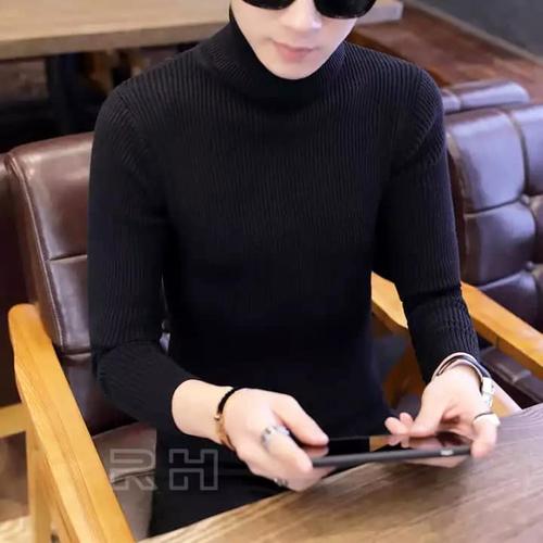 Jual ORIGINAL RH baju rajut sweater turtleneck salur pria hitam all ...