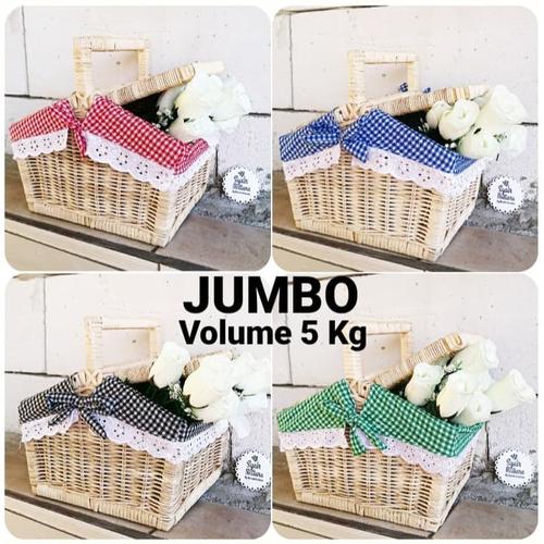 Jual Keranjang rotan Piknik Original Jumbo - Grid Hijau - Kota ...