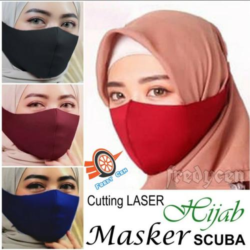 Jual Masker SCUBA Wanita Hijab / Muslimah - Bahan Kain Warna POLOS ...