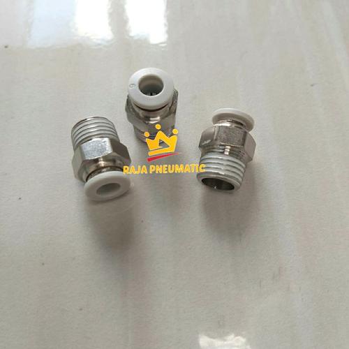 Jual FITTING NEPEL ANGIN WARNA PUTIH LURUS SELANG 6MM DRAT 1/4 PC 6 ...