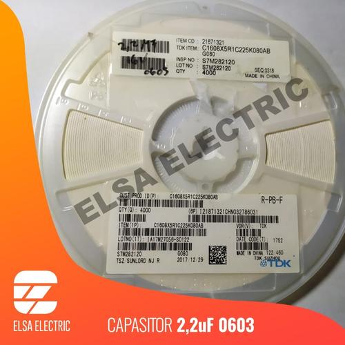 Jual Kapasitor Ceramic Capasitor SMD 2.2uF 2,2uF 0603 16V - Kab ...