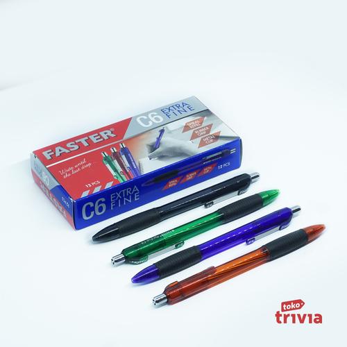 Jual BOLPEN / PULPEN / BOLPOINT FASTER C6 EXTRA FINE - Hitam - Kota ...