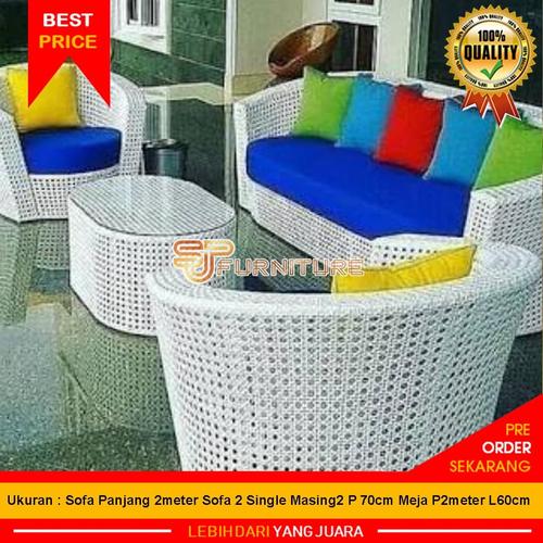 Jual Sofa Rotan Sintetis Ruang Tamu Elegan & Mewah Anyaman Mata Ayam ...
