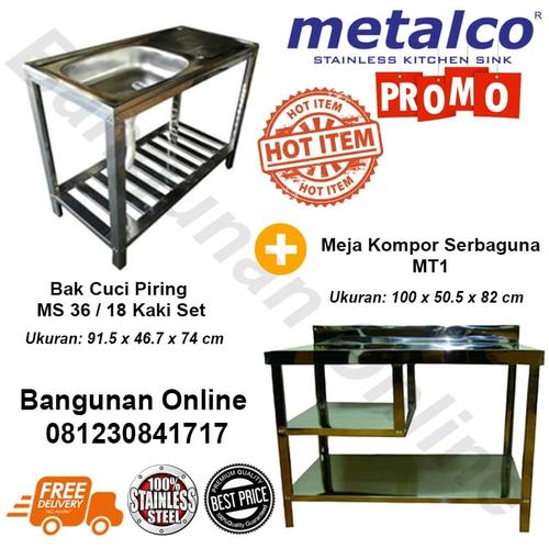 Jual Kitchen Set Paket Bak Cuci Piring MS3618 Plus Meja Stainless Rak 3 ...