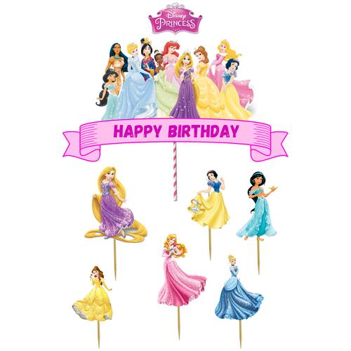Jual cake topper ultah PRINCESS set / hiasan cake ulang tahun - hbd nma ...