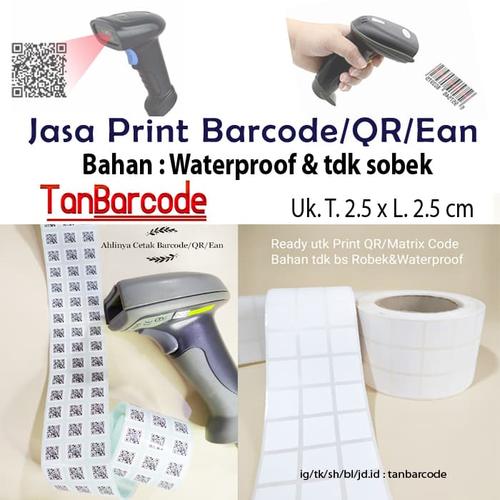 Jual cetak Print Barcode QR 2.5x2.5 waterproof label sticker - Jakarta ...