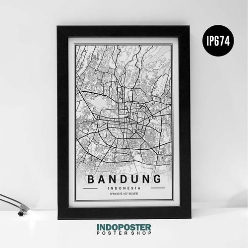 Jual IP674 Poster Hiasan Dinding Peta Kota Bandung Map - M - Kab ...