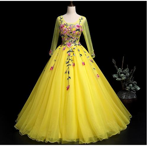 Jual Dresses Elegant Full Sleeve Ball Gown Luxury Formal Party Prom ...