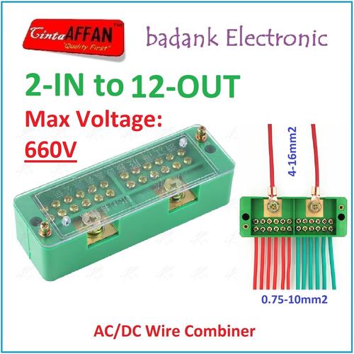 Jual AC/DC Wire Combiner (2-IN to 12-OUT) Junction Box Solar Panel ...