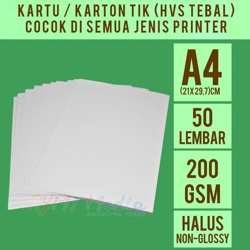 Jual Kartu TIK 200 gsm A4 isi 50 lbr / Kertas HVS BC Tebal Halus 200 gram - Jakarta Barat - RYM ...