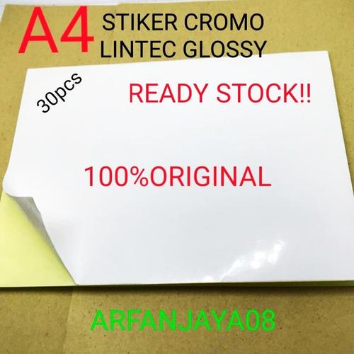 Jual Bahan STIKER HVS/CROMO LINTEC POLOS GLOSSY A4. 30Pcs - Jakarta ...