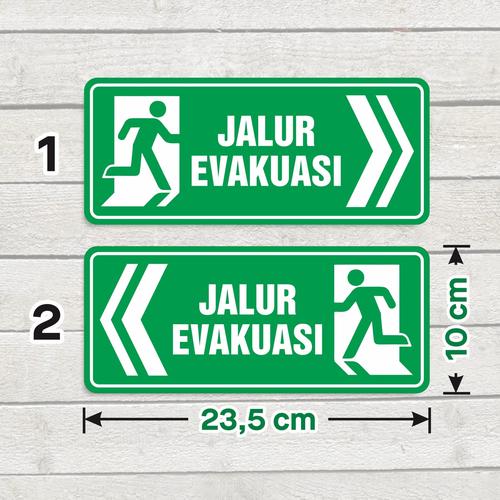 Jual Sticker Vinyl Label Sign Jalur Evakuasi Stiker Rambu 10 x 23,5 cm - 35x14 cm Kanan ...