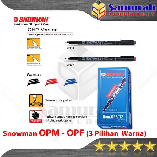 Jual Spidol Permanent Snowman Tipe OPM / OPF Drawing Pen Marker OHP - OPM Hitam - Kota Bekasi ...