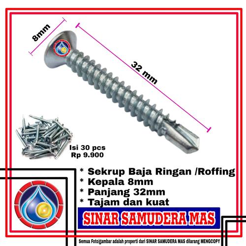 Jual Sekrup Rooffing 8x32 mm 30 pcs -Sekrup Baja Ringan-SEKERUP BAJA ...