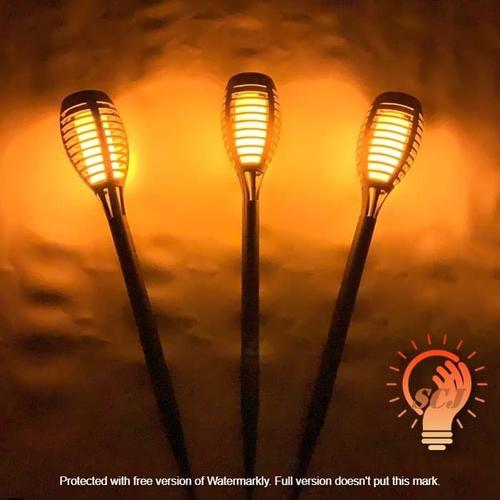 Jual Lampu obor 12 LED tenaga surya lampu api taman tancap solar ...