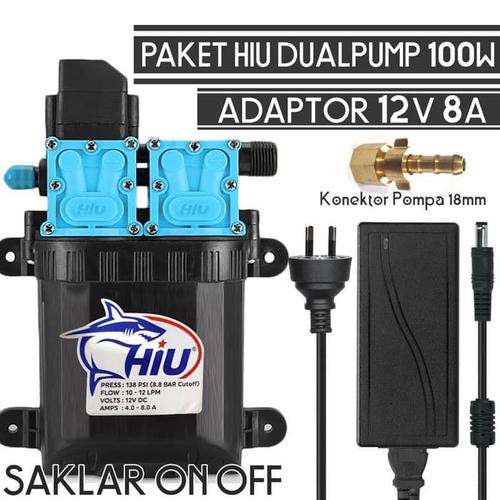 Jual Pompa Air DC Paket Pompa Hiu Dual + Adaptor Murni 8a + Konektor ...