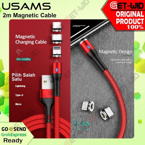 Jual Kabel Data Magnet Panjang 2M Micro USB Type C Lightning USAMS ...