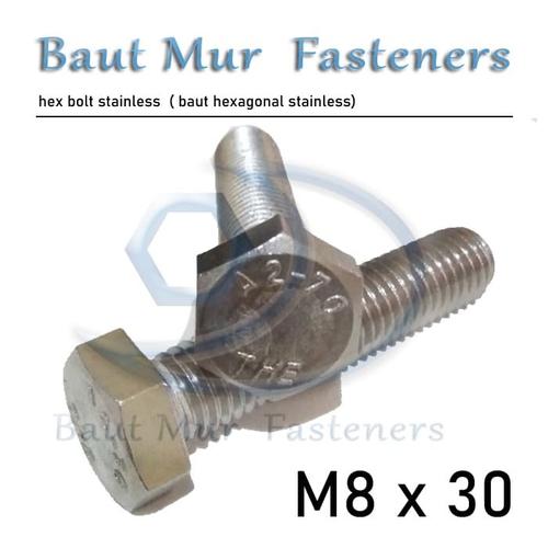 Jual Baut mur Stainless M8 x 30 sus 304 ss 304 THE a2-70 - Jakarta ...