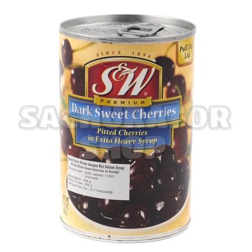 Jual Buah Ceri Hitam Manis Kaleng S&W S & W SW Dark Sweet Cherries ...