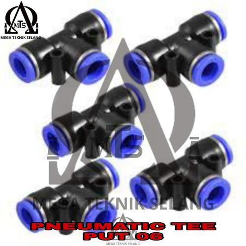 Jual Fitting Pneumatic 06 MM TEE PUT Sambungan Selang Angin Tubing PT ...