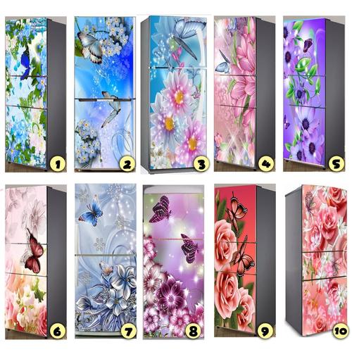 Jual STICKER KULKAS 2 PINTU 60CMx150CM BUNGA KUPU BUTTERFLY FLOWER ...