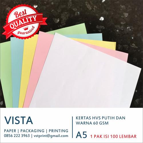 Jual Kertas HVS Putih / HVS Warna A5, 60 Gsm, 60 gram - Putih - Kota ...