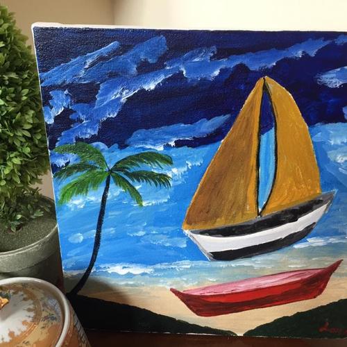 Jual lukisan/acrylic/boat@ocean - Kota Bekasi - Ellan Gallery | Tokopedia
