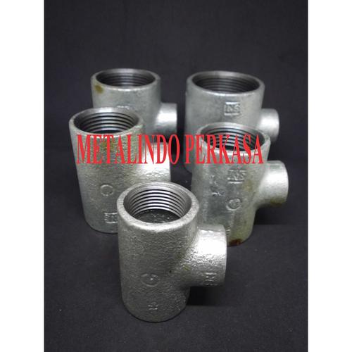 Jual Vlok Tee / Reducer Tee Besi Galvanis Drat Ø 1-1/2" x 1/2" - Kota ...