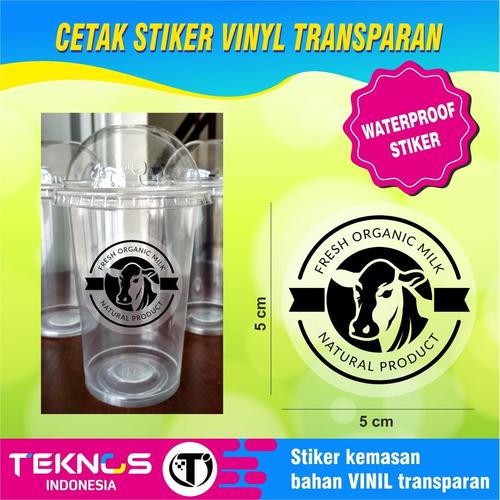 Jual STIKER GELAS CUP 5 X 5 cm VINYL TRANSPARAN MINUMAN CAPCIN THAI TEA ...