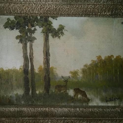 Jual Lukisan Antik Kuno 2 Rusa di Hutan karya L.Eland - Jakarta Selatan ...