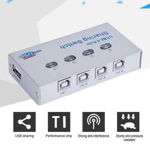Jual Sharing Printer Switch USB 1 Printer 4 PC Laptop - Auto Switch 4 ...