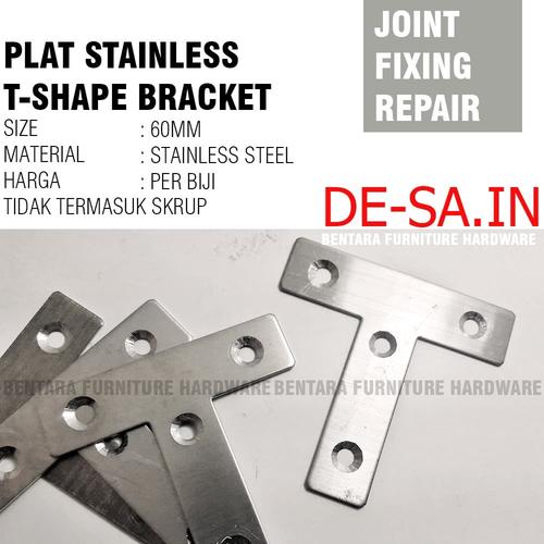 Jual Plat Stainless Model "T" / Tee Flat Bracket / Tee Plate Brace flat ...