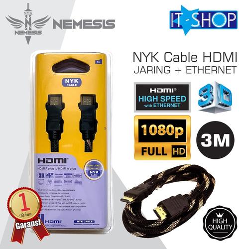 Jual NYK Cable HDMI JARING + ETHERNET 3 Meter - Kota Surabaya - IT-SHOP ...
