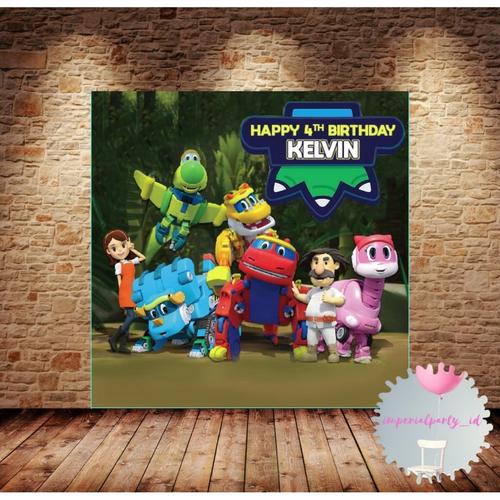 Jual Custom Backdrop Banner Spanduk Happy Birthday Gogo Dino - 1x1 m ...
