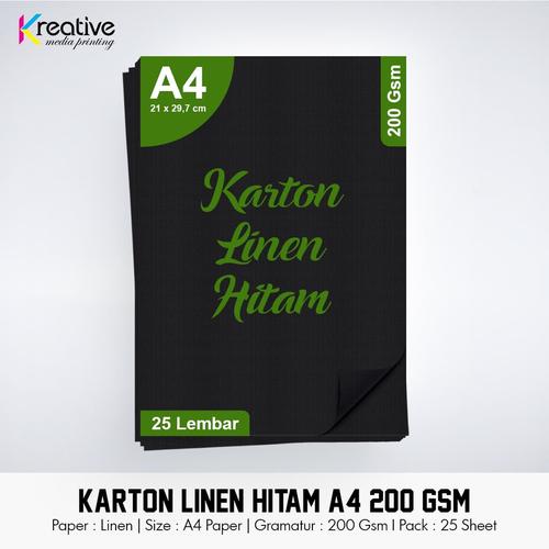 Jual Karton Linen Hitam (A4 / 200 gsm / 1 pack = 25 lbr) - Jakarta ...