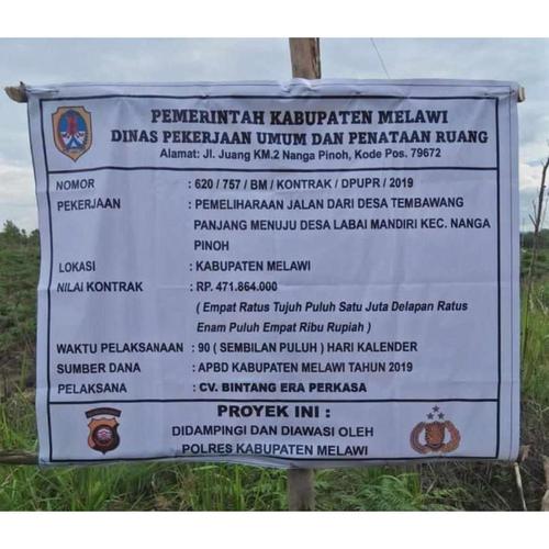 Jual spanduk banner cetak gambar poster kerja proyek data tulisan dinas ...