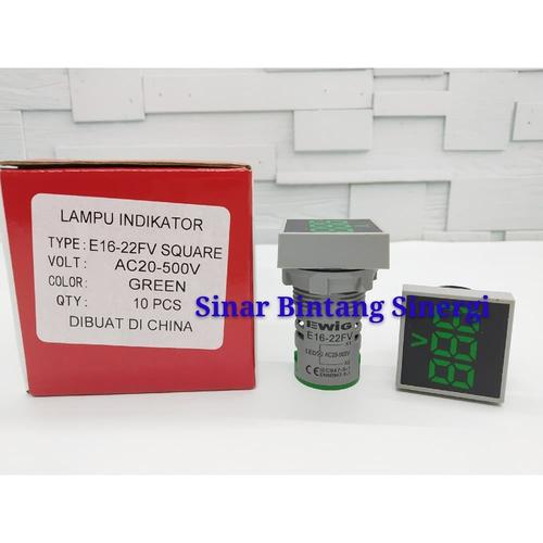 Jual PILOT LAMP LED WITH VOLT INDICATOR EWIG KOTAK 22mm 220VAc. - Putih ...