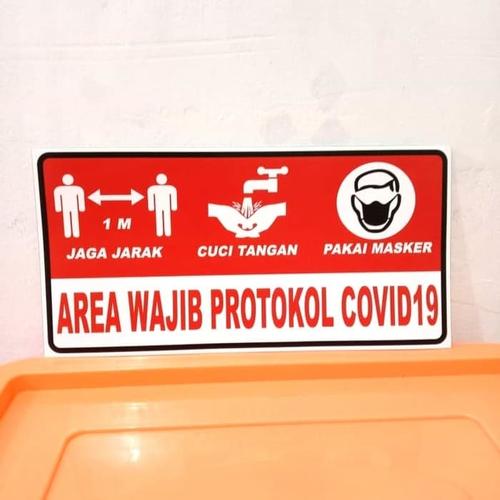 Jual SIGN STICKER K3 RAMBU AREA WAJIB PROTOKOL COVID 19 SAFETY UK ...