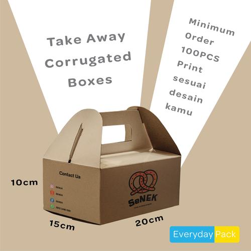 Jual Print Warna Take Away Boxes Brown Corrugated 15cm x 20cm x 10cm ...