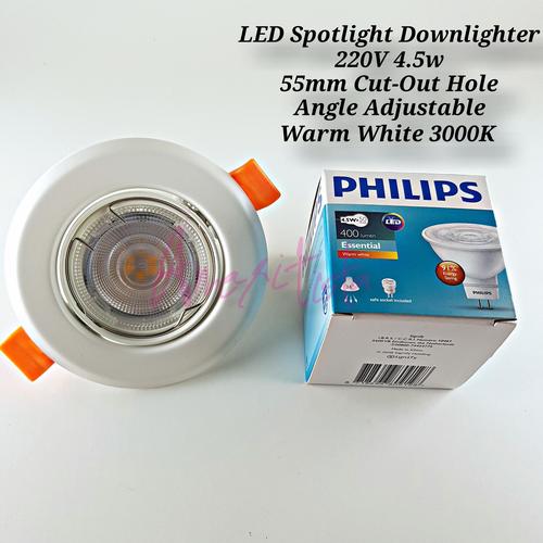 Jual LED Spotlight Ceiling Philips Frame Putih 4.5W 220V 55mm Cut-Out ...