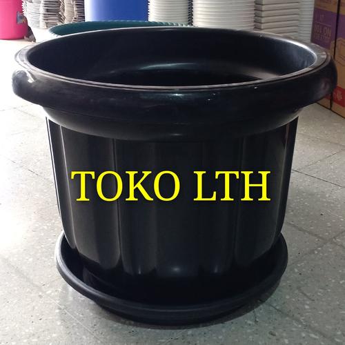 Jual POT HITAM 60 CM + TATAKAN / POT BUNGA TATAKAN POT TANAMAN DAN ALAS ...