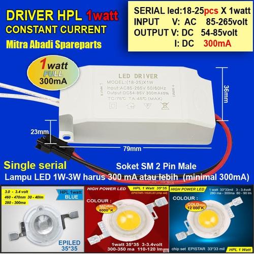 Jual LED Driver Casing Plastik (18-25)*1W/1 Watt 300 mA B1825 - Jakarta ...