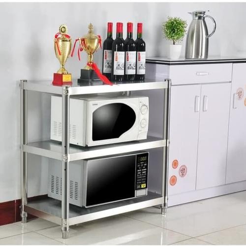 Promo Rak besi 3 susun STAINLESS portabel serbaguna alat dapur kantor ...
