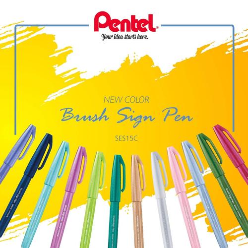Jual Pentel Brush Sign Pen New Edition Pastel Color - Olive Green ...