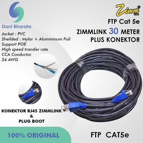 Jual Kabel LAN STP FTP Cat 5e Outdoor CCA Zimmlink Siap Pakai 30 Meter ...